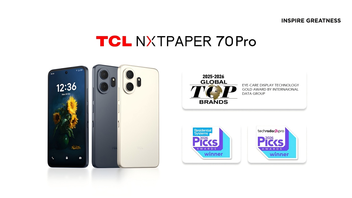 TCL NXTPAPER 70 Pro Wins the Eye-Care Display Technology Gold Award