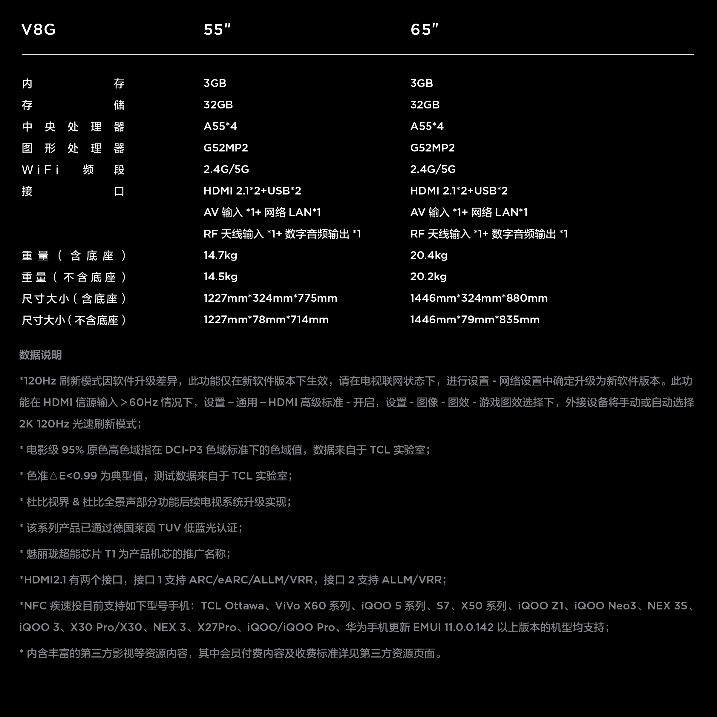 TCL V8G-55英寸-百级分区高画质电视 | TCL官网