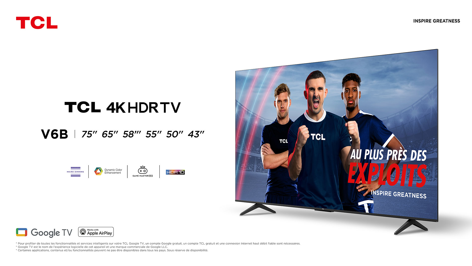 TV TCL 4K HDR V6B - TCL France