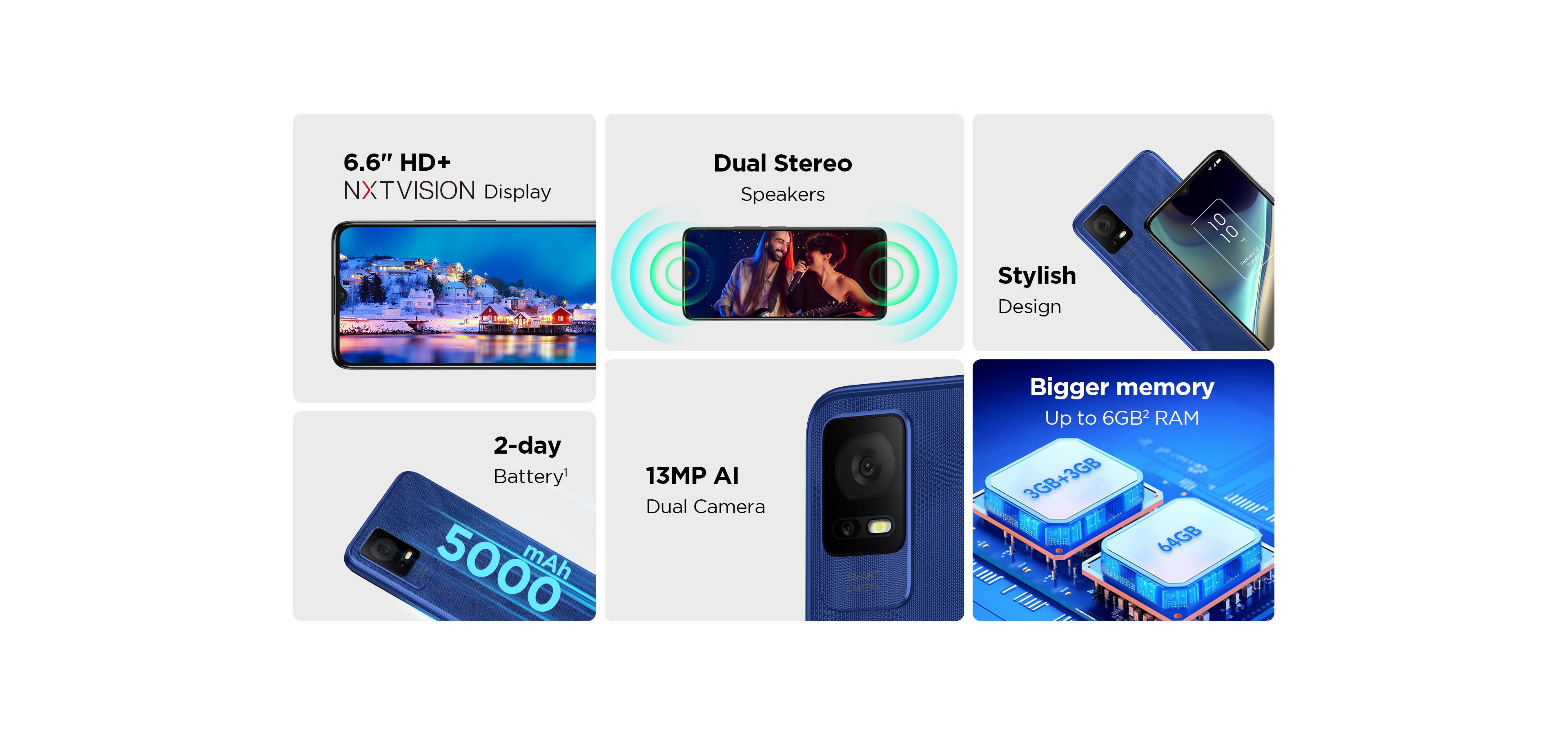 6.6" HD+ NXTVISION Display | TCL 406s