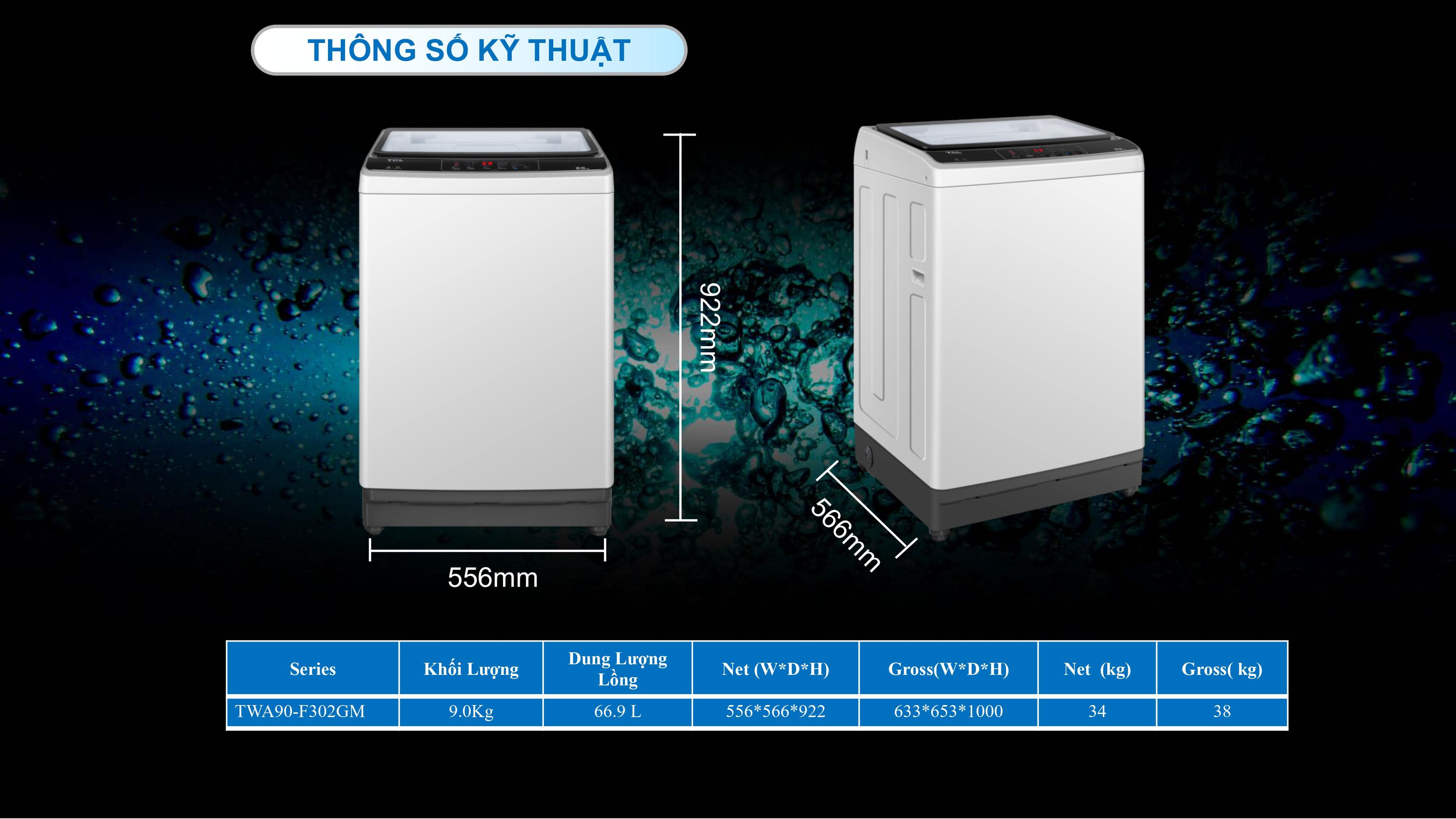 Máy giặt cửa trên TCL F307 Series | TCL Việt Nam